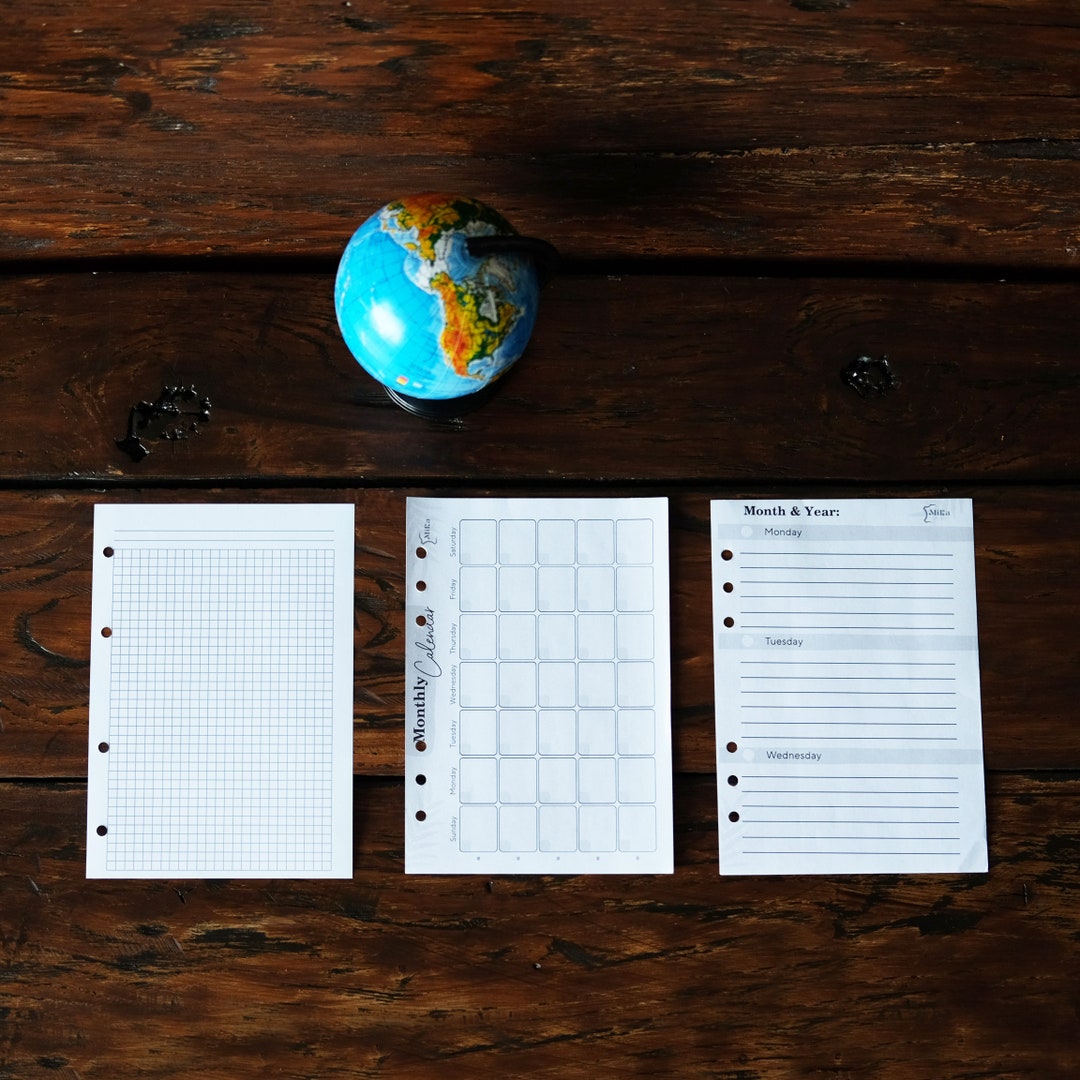 A5 Planner Inserts, Printed Personal Rings Binder Refills A5, Calendars ...