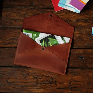 Personalized Leather Envelope A4, Custom Document Holder, Leather File ...