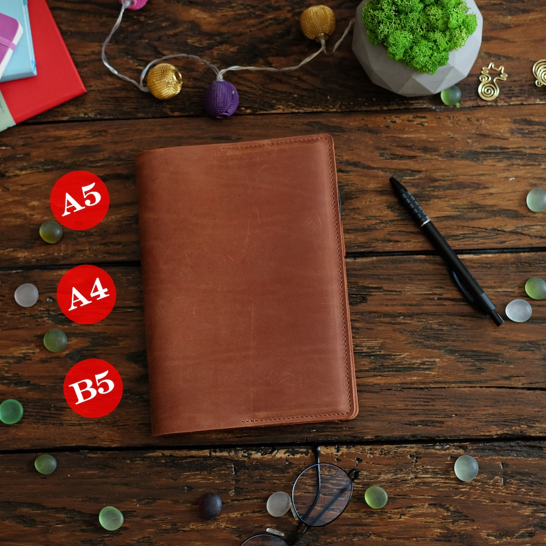 Leather Notebook Cover, Personalized Cover A4 A5 B5, Journal Cover for ...
