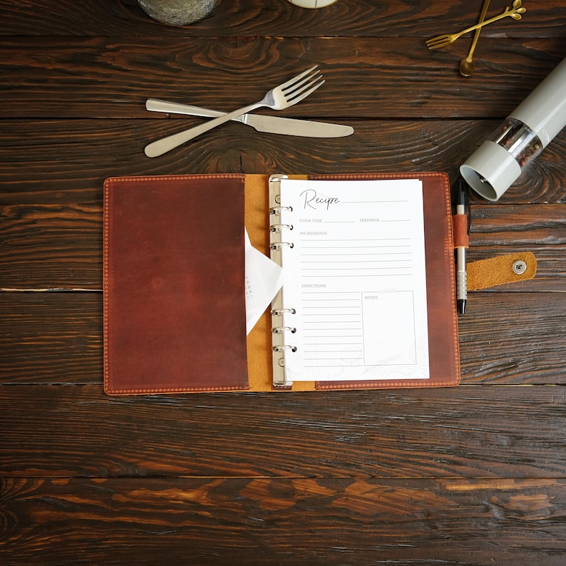 Leather Recipe Book, Blank Cookbook, Emerald Green Cooking Journal ...