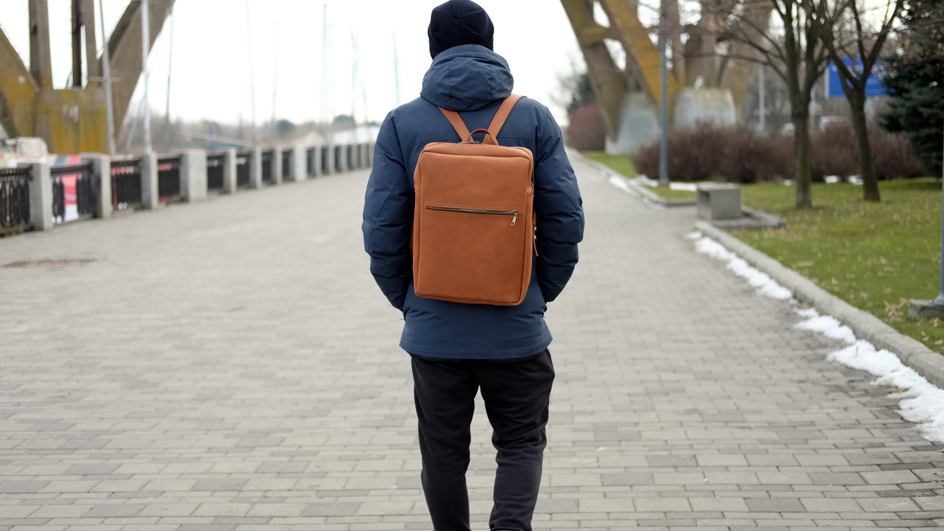 Zipper Backpack Brown Laptop Backpack Backpack With Pocket | Etsy