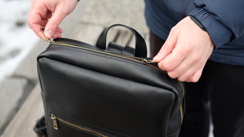 Zipper Backpack Brown Laptop Backpack Backpack With Pocket - Etsy