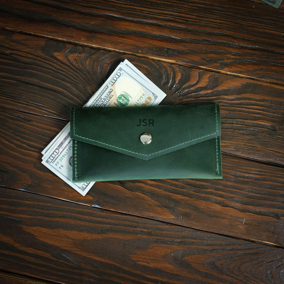 Leather Money Envelope Personalized, Cash Stuffing, Deposit Pouch ...