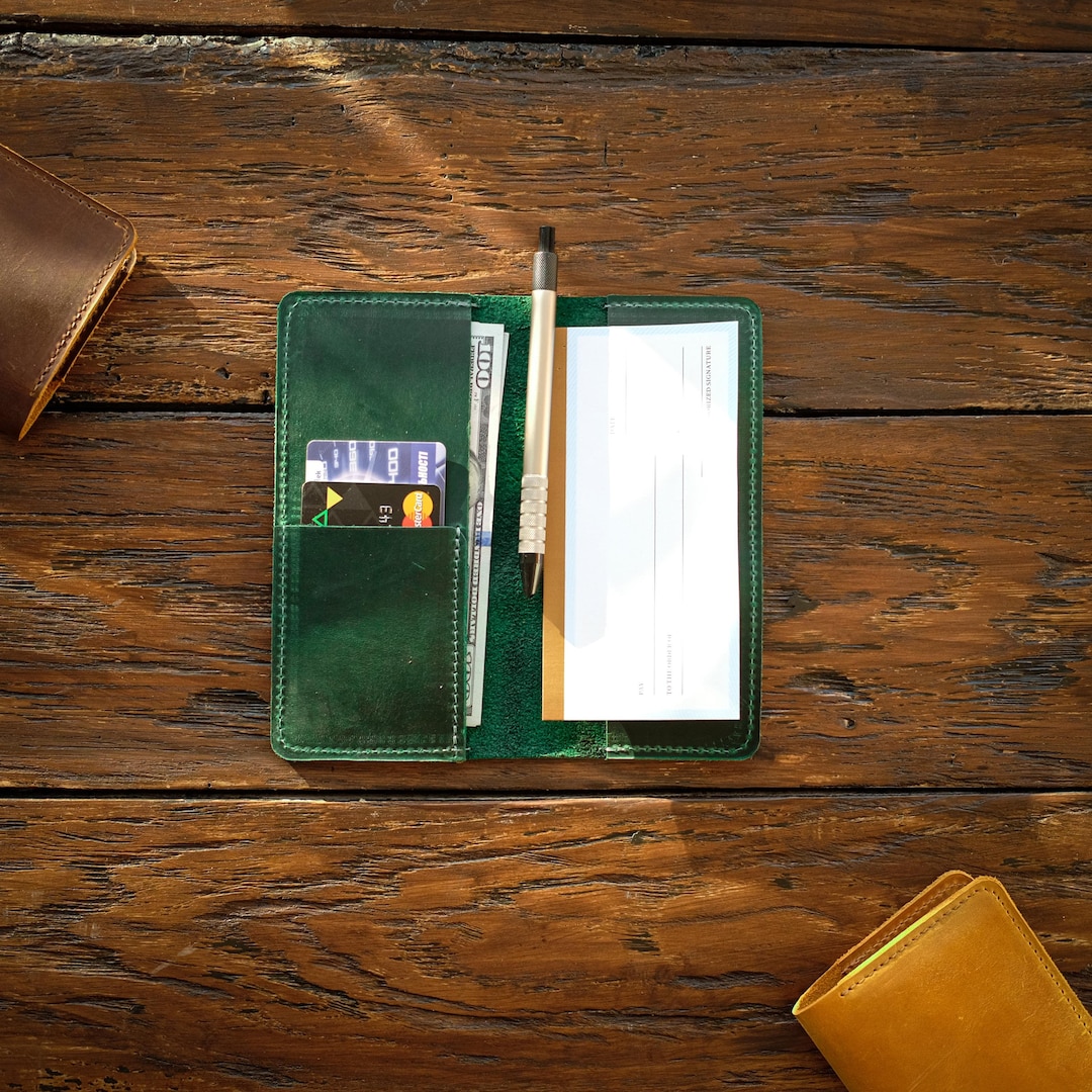 Custom Checkbook Wallet, Bifold Checkbook Cover, Slim Check Book Holder ...