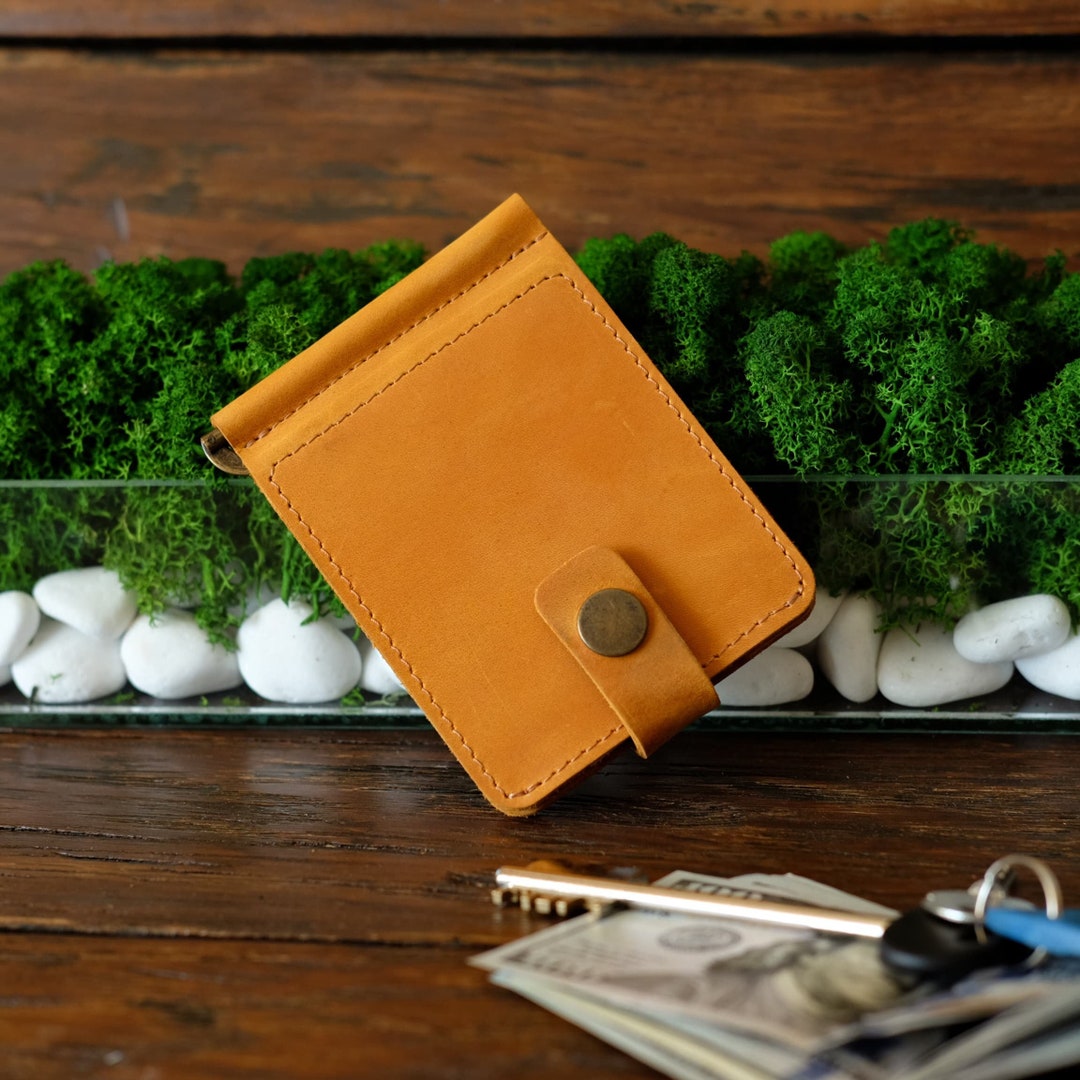 Personalized Money Clip Wallet, Custom Leather Money Clip, Minimalist ...