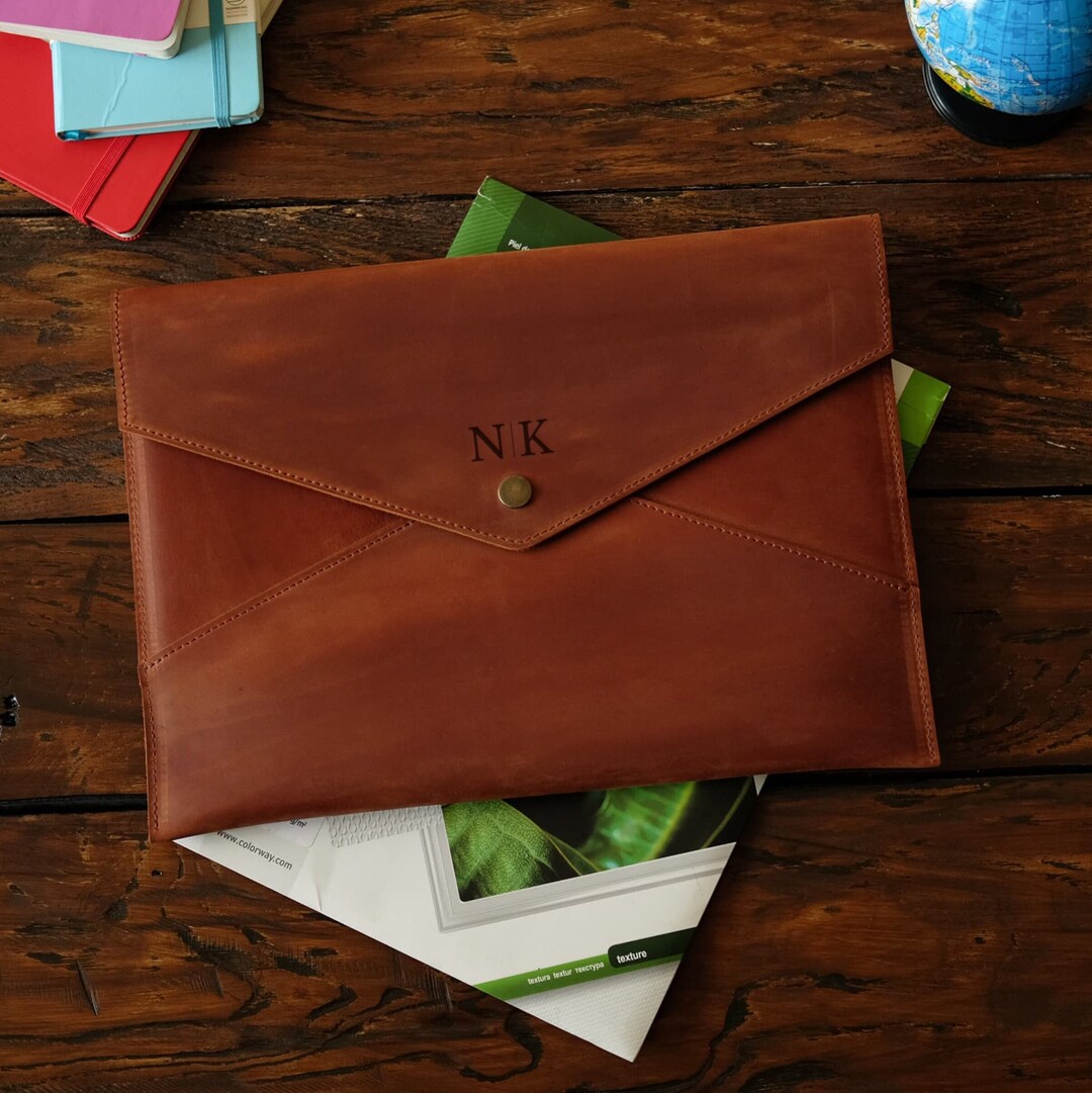 Personalized Leather Folder A4, Custom Document Envelope Folder ...