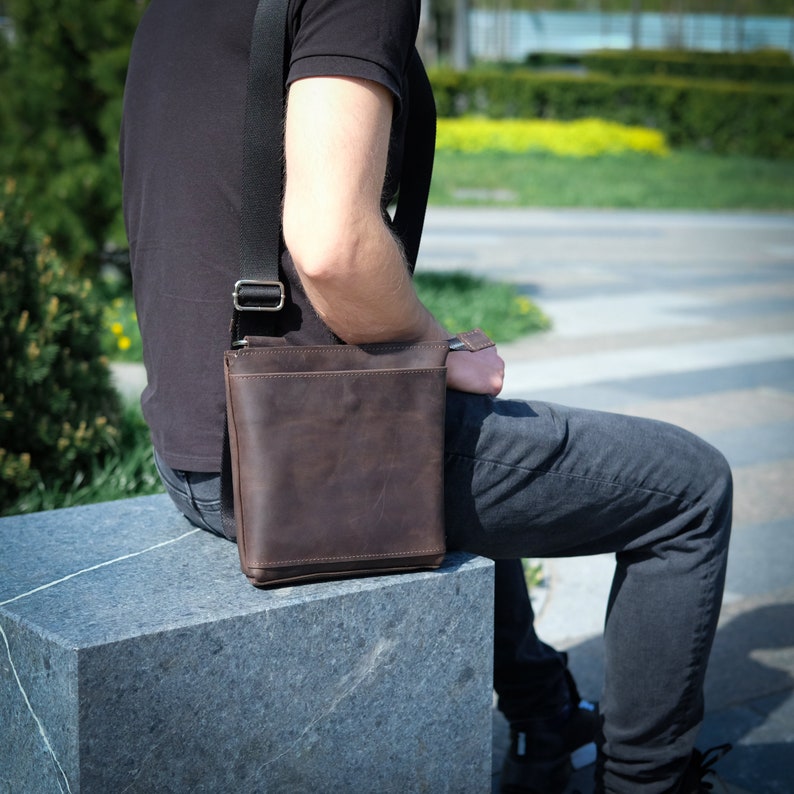 Leather Crossbody Bag, Crossover Purse, Mens Small Shoulder Bag for ...