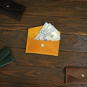 Leather Cash Envelope, Slim Cash Stuffing Wallet, Money Saving Envelope ...