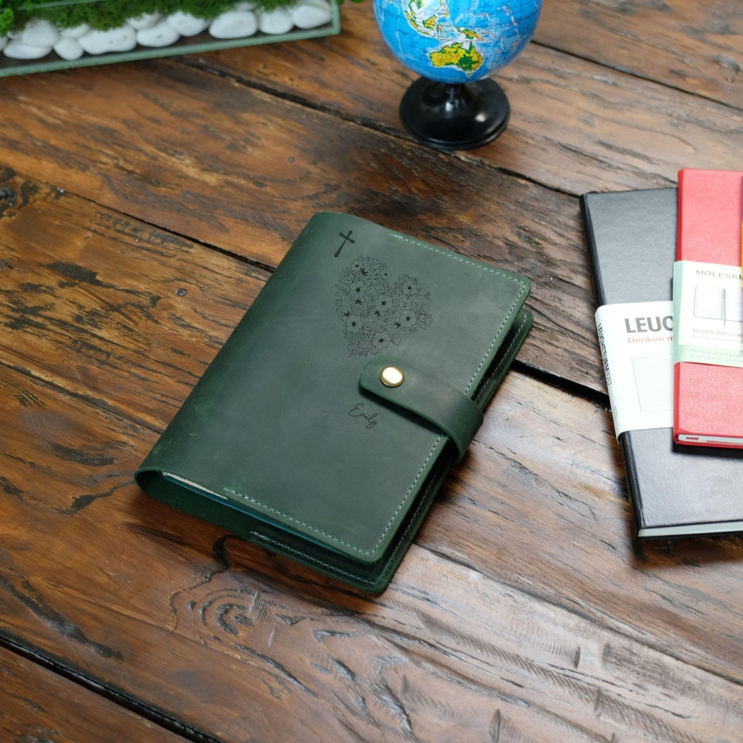 Personalized Bible Case, Leather Custom Bible Cover, Journaling Bible ...