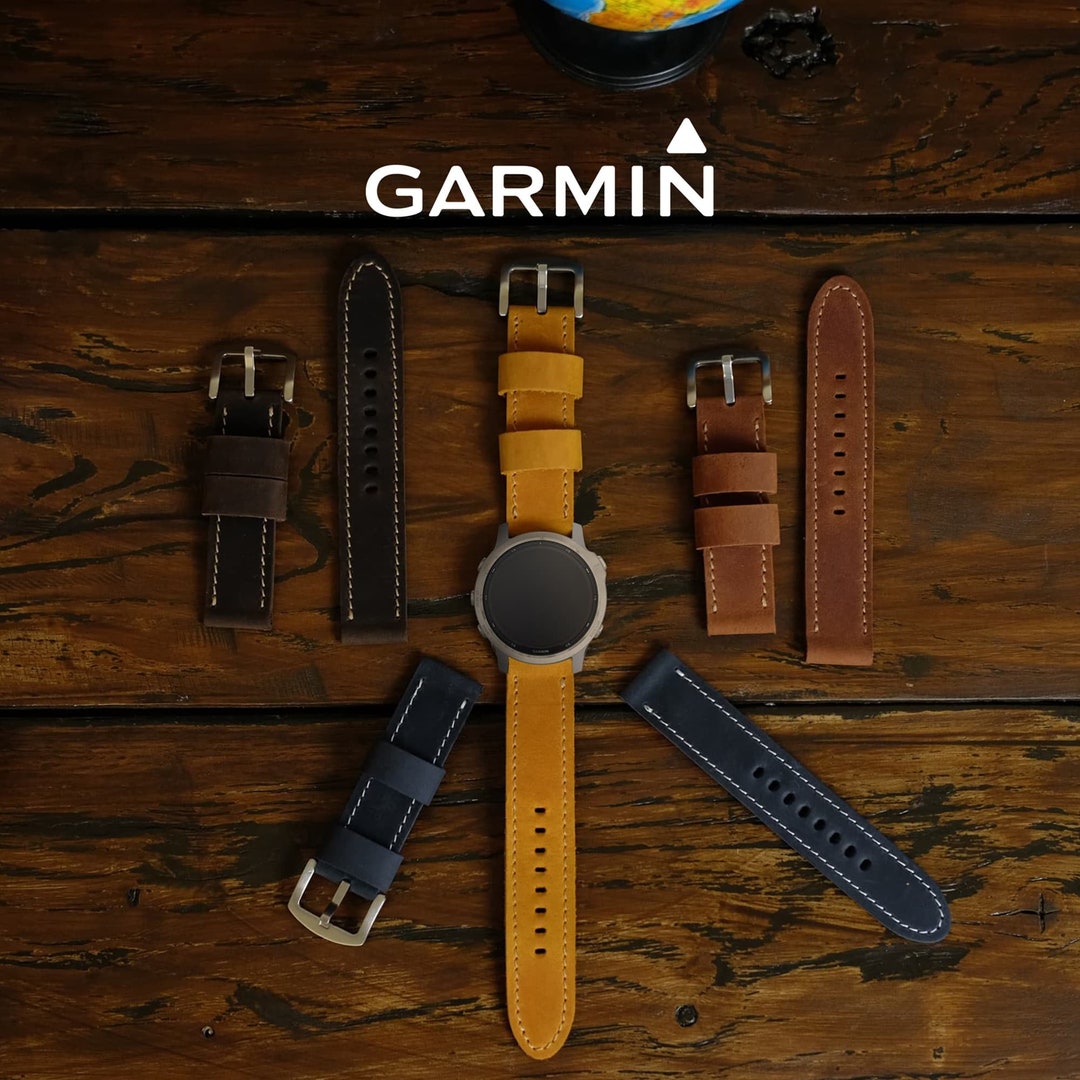 Leather Garmin Watch Strap Personalized, Engraved Leather Watch Band ...