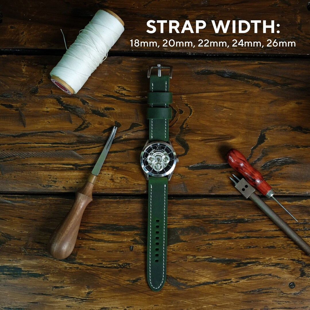 Custom Leather Watch Strap for Men, Leather Watch Band, Engraved Watch ...