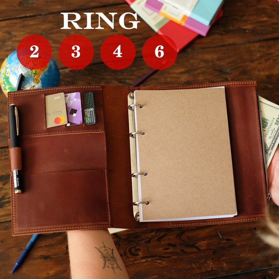 A4 A5 Ring Binder Personalized, Leather Refillable Journal, Custom ...