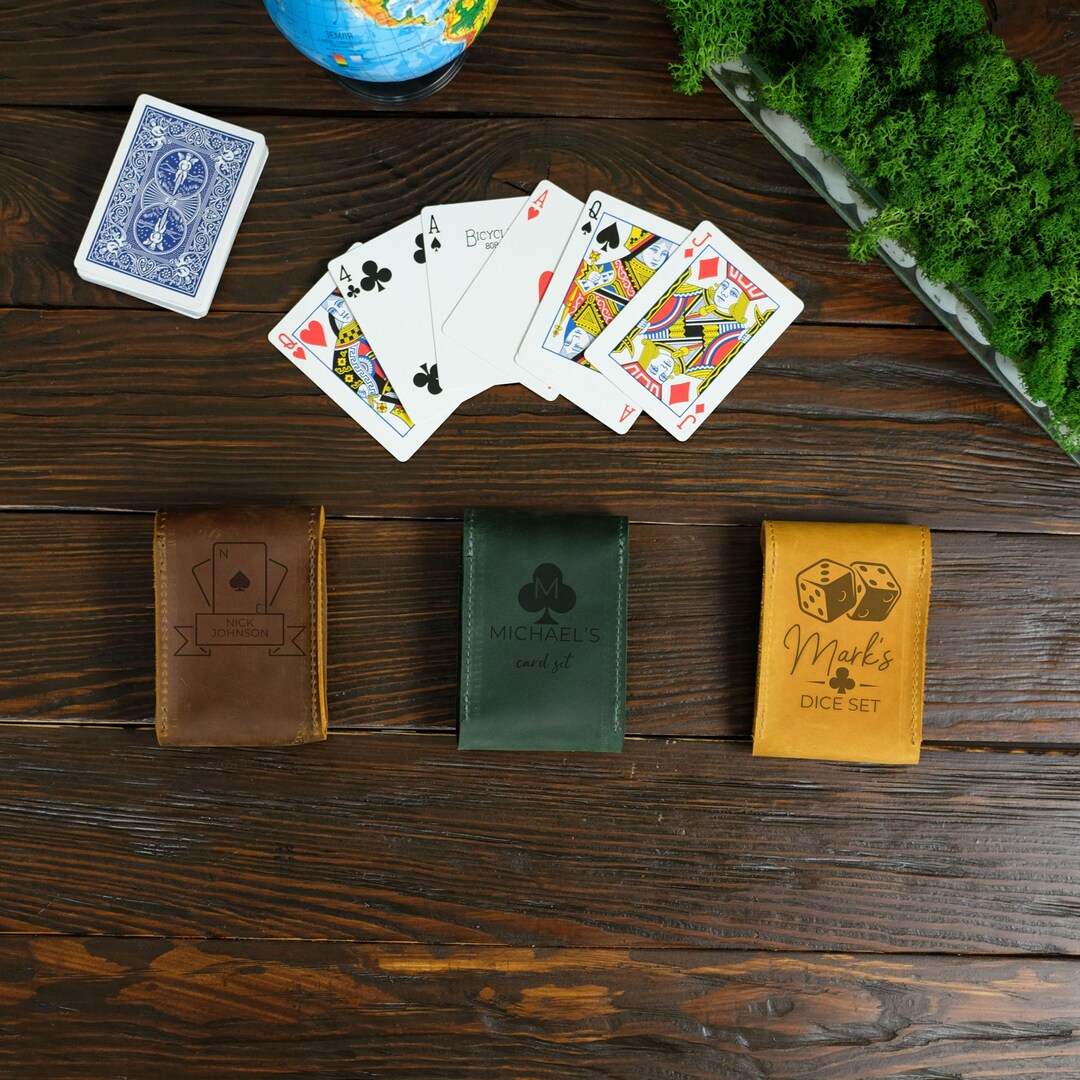 Card Deck Case, Personalized Playing Card Holder, Leather Poker Card ...