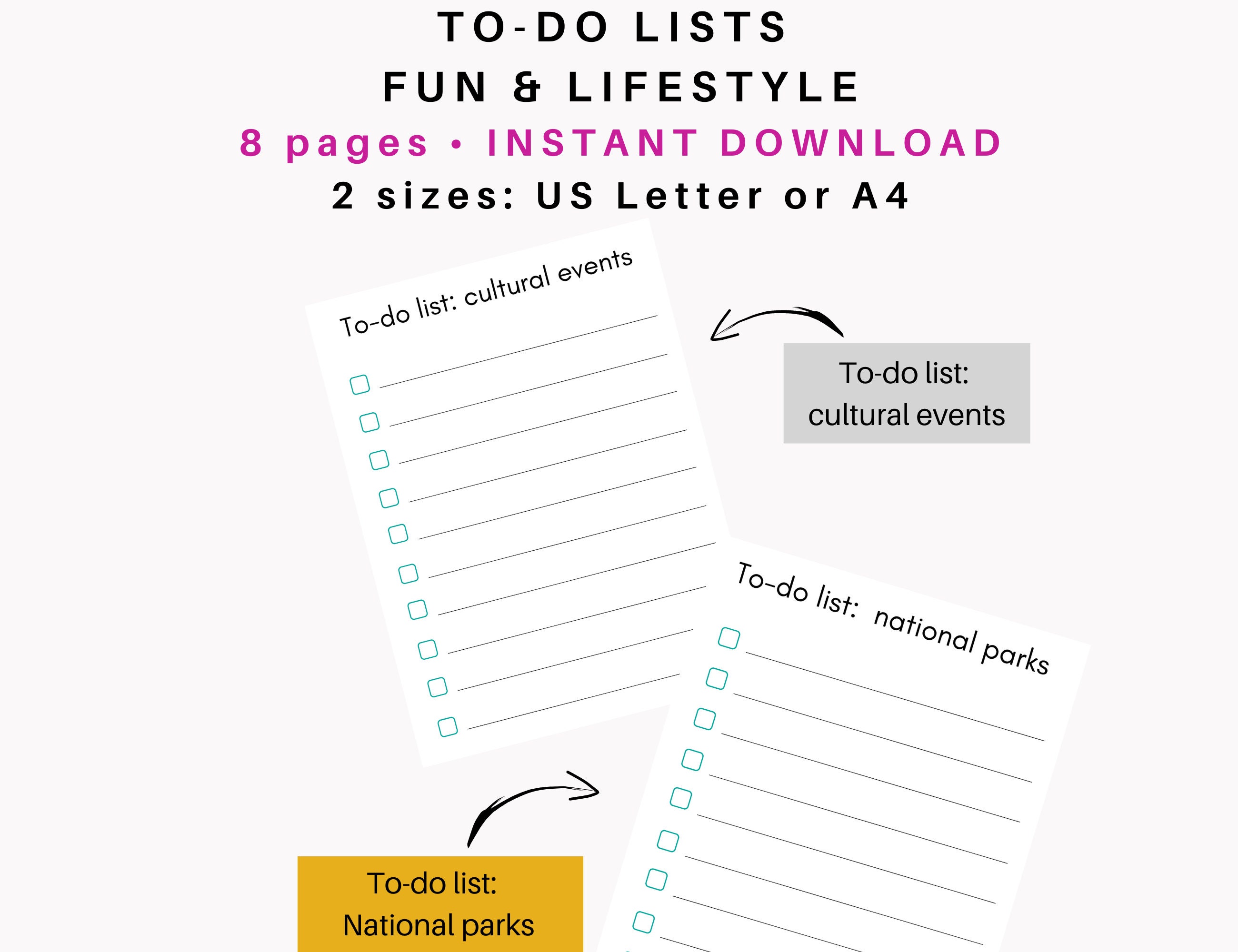 To Do List Template, Fun and Lifestyle Checklist, Digital or Printable ...