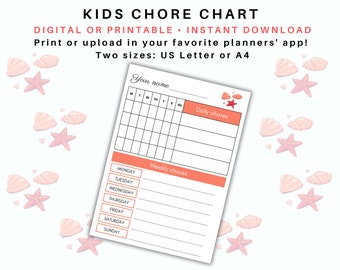 Light Pink Chores for Kids by Age Chart | Printable Age Appropriate ...