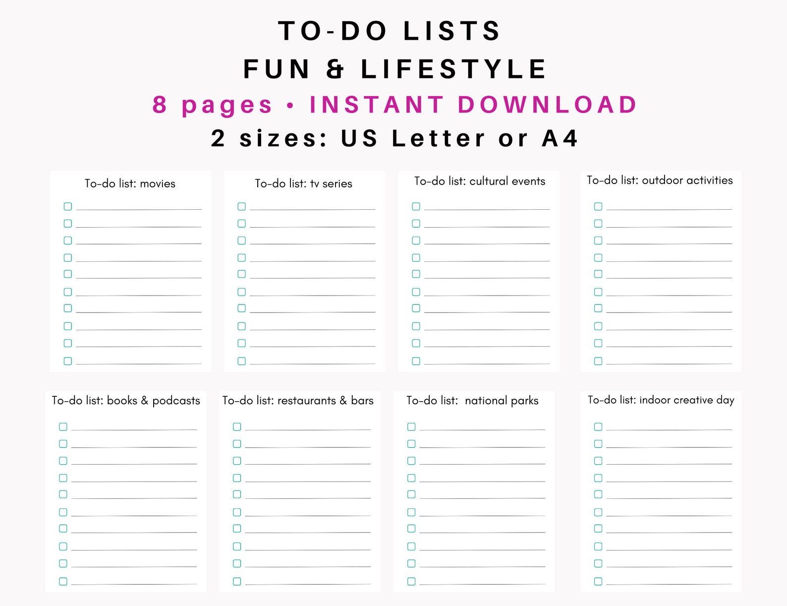 To Do List Template, Fun and Lifestyle Checklist, Digital or Printable ...