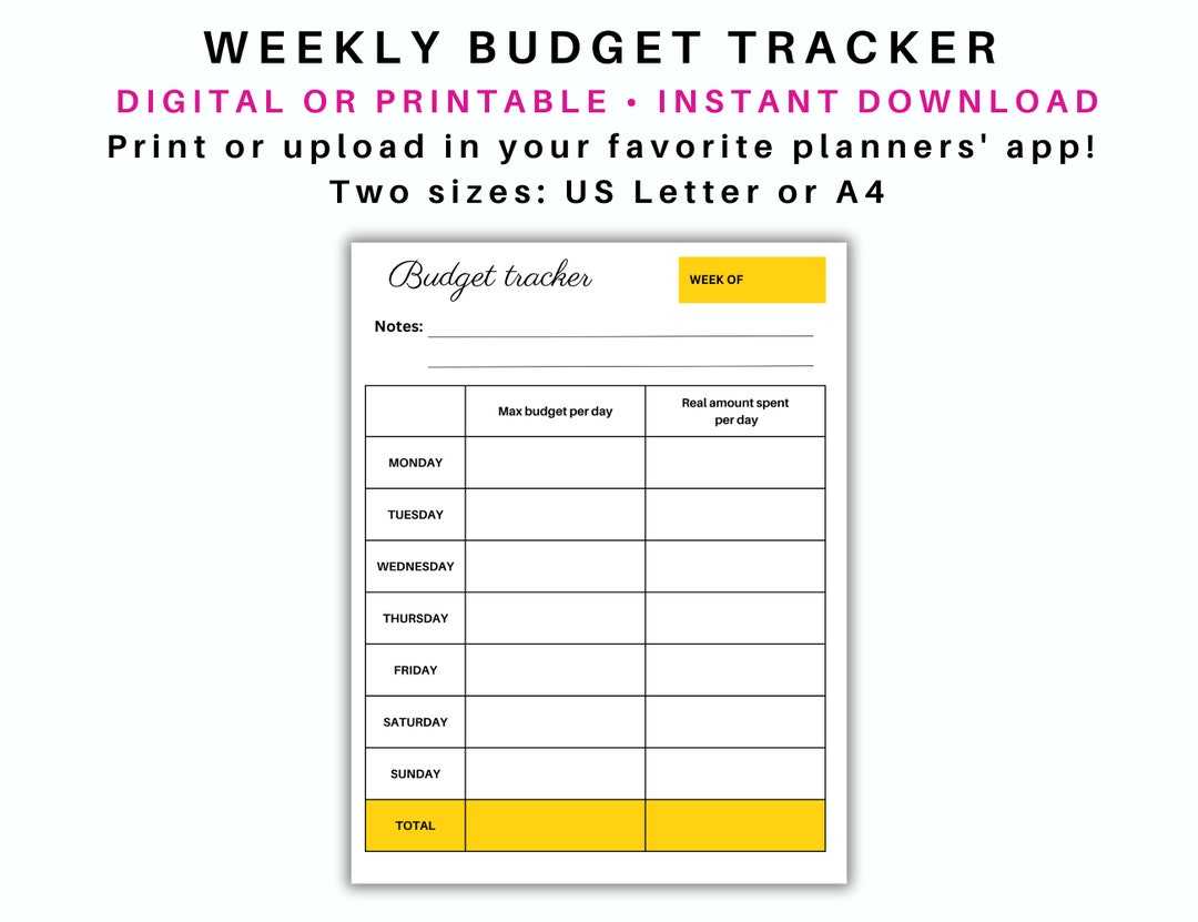 Weekly Budget Tracker, Budget Planner, Spending Tracker - Etsy
