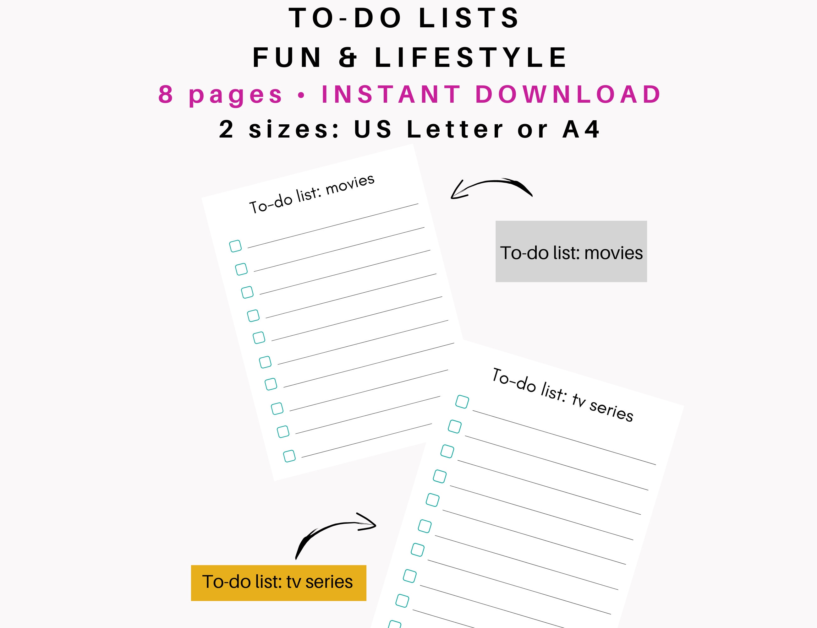 To Do List Template, Fun and Lifestyle Checklist, Digital or Printable ...