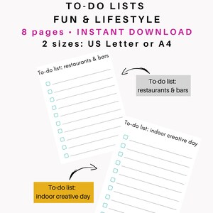 To Do List Template, Fun and Lifestyle Checklist, Digital or Printable ...