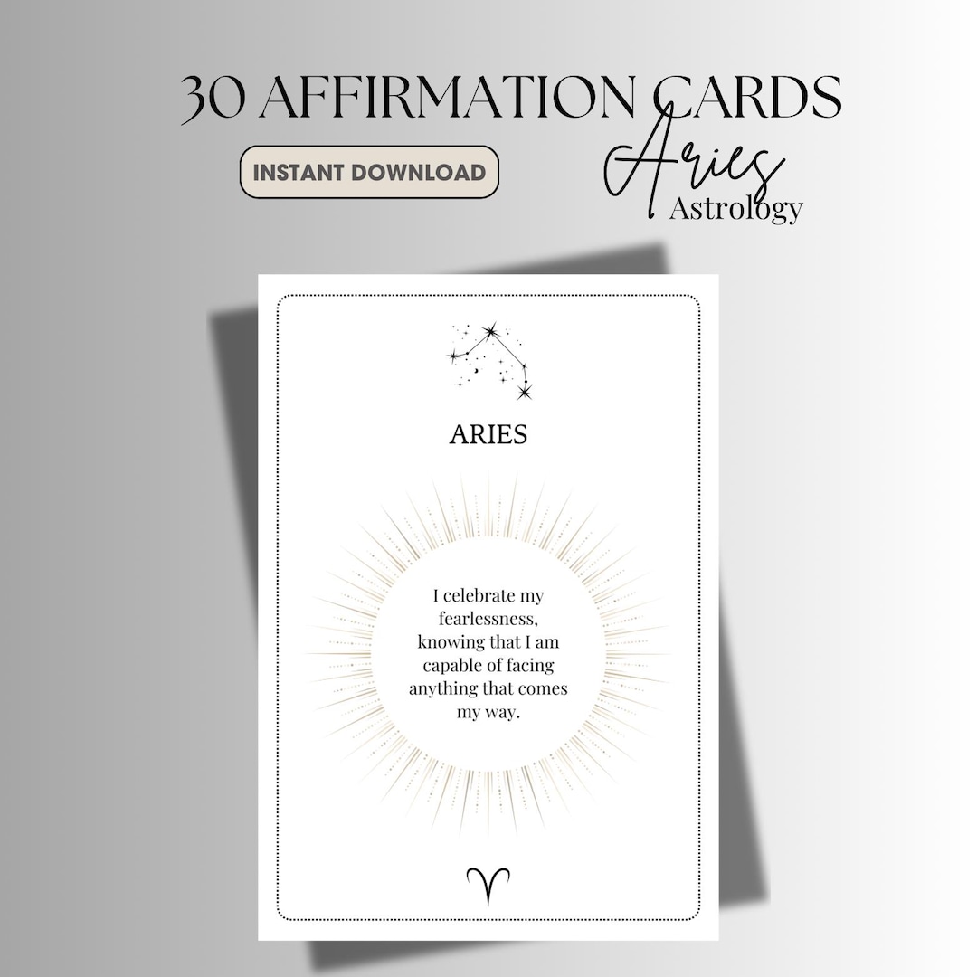 30 Aries Affirmation Cards Printable & Digital Astrology Affirmations ...