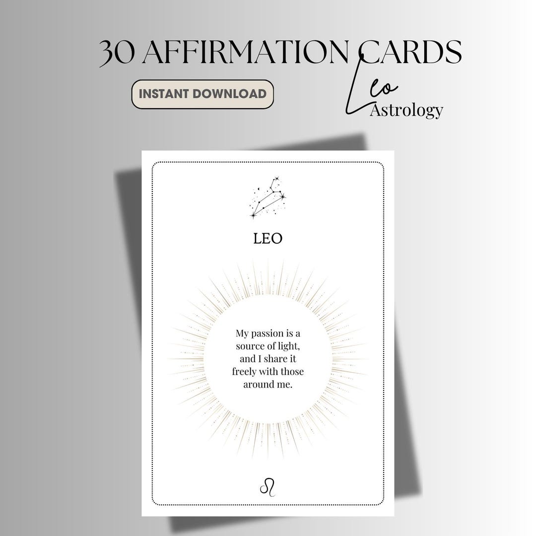 30 Leo Affirmation Cards Printable & Digital Astrology Affirmations ...