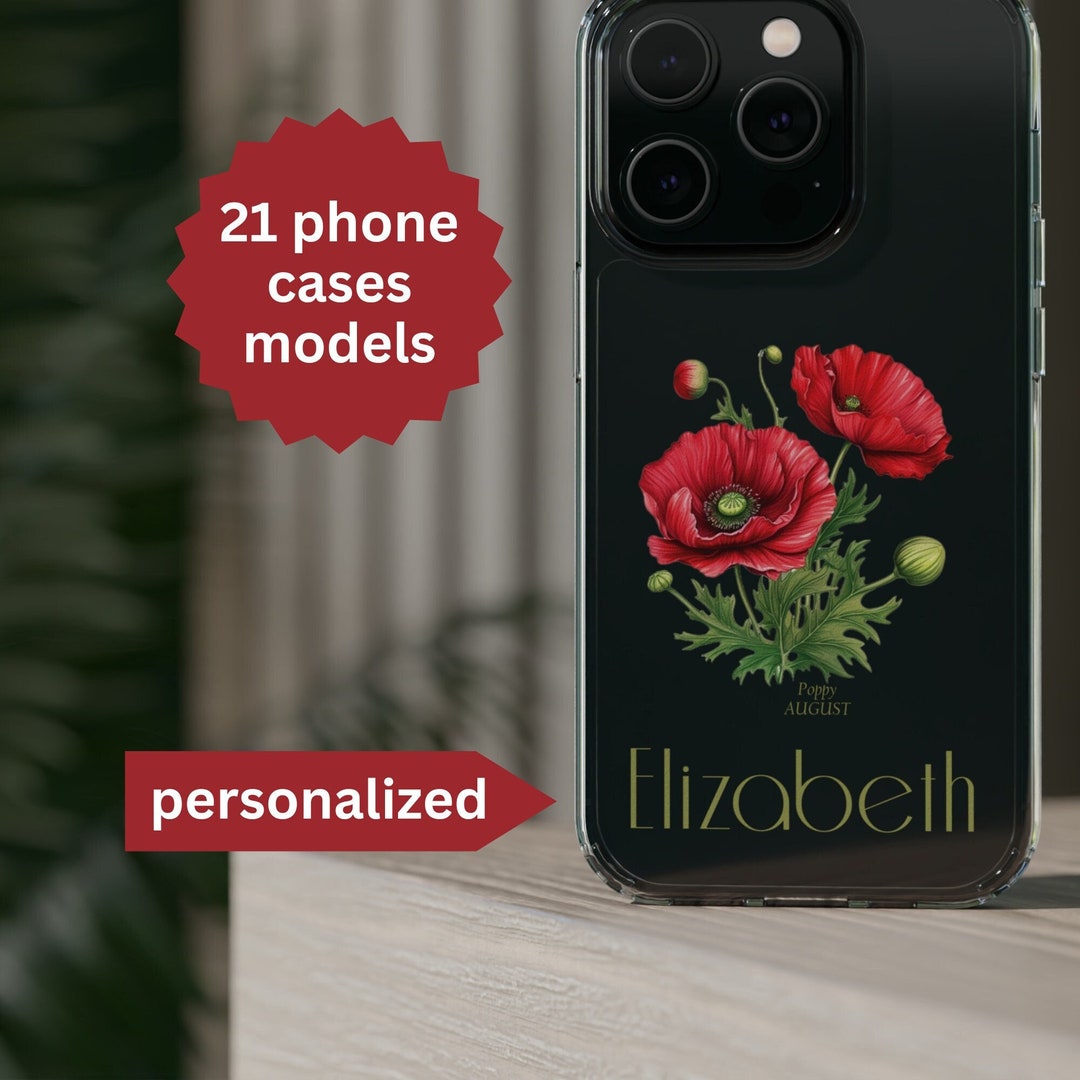 Birth Flower iPhone 15, Personalized Clear Phone Case, iPhone 14 Cases ...