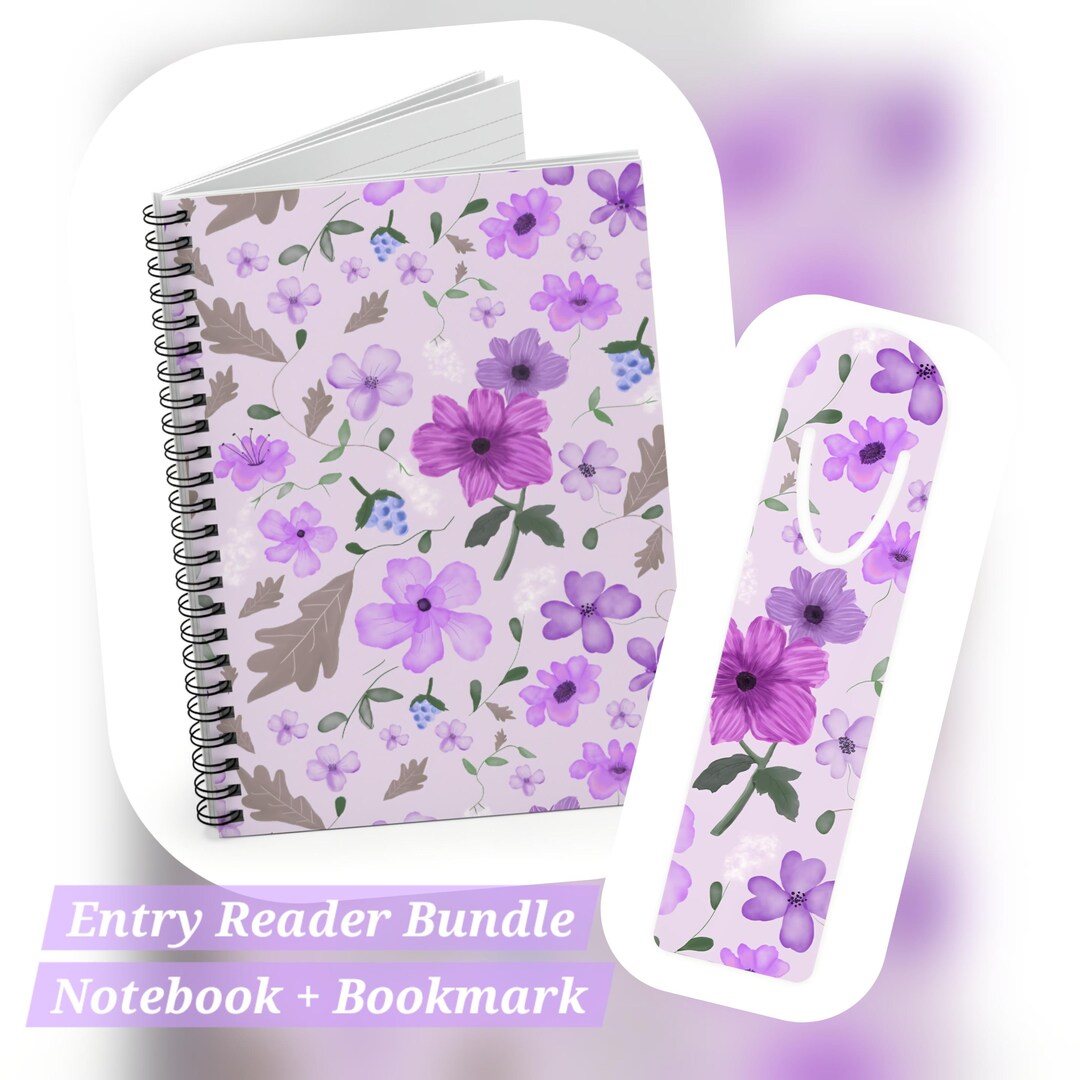 Watercolor Florals ENTRY BUNDLE – Spiral Notebook & Bookmark Set for ...