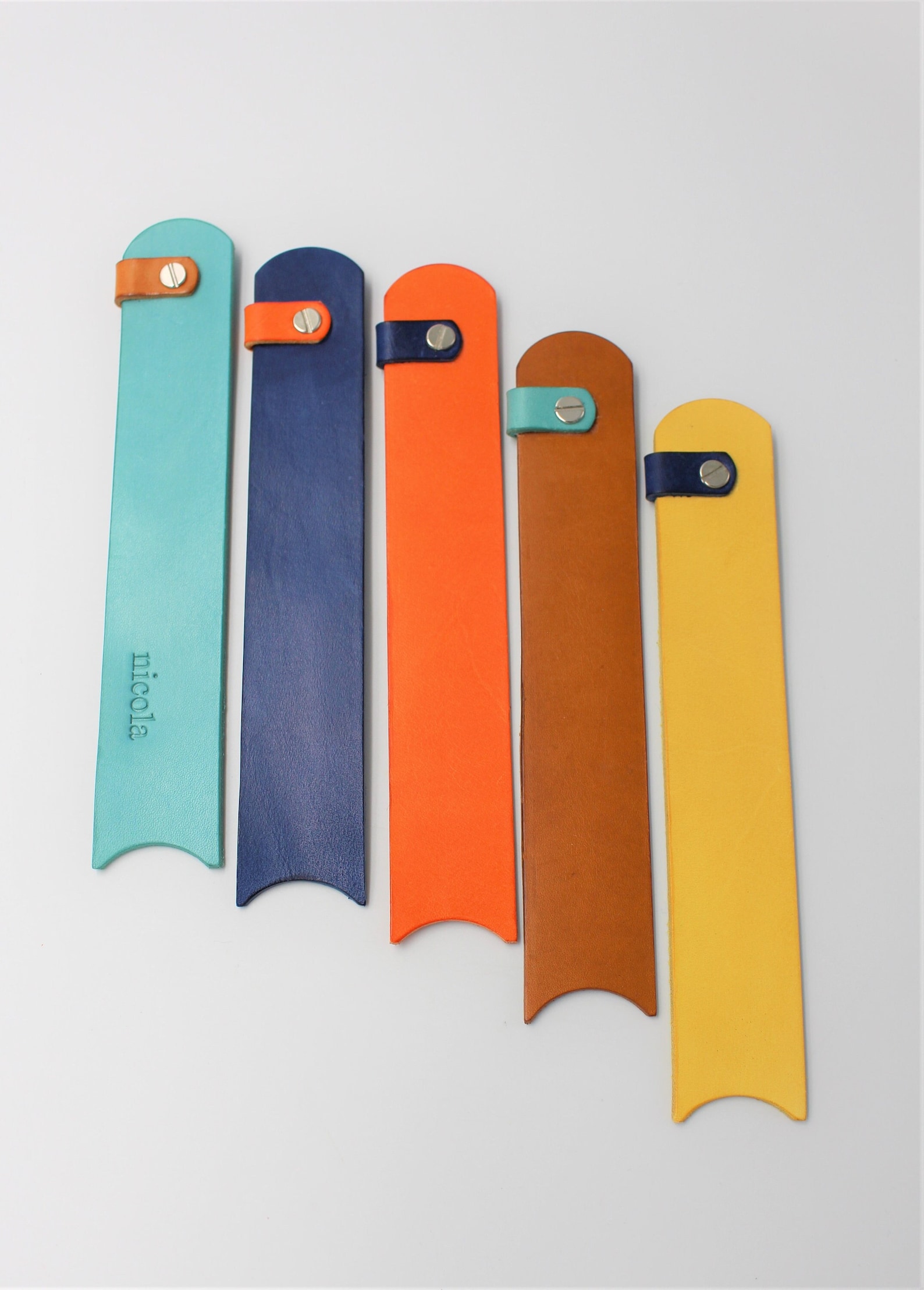 Personalised Italian Leather Bookmark in a Choice of Colours - Etsy