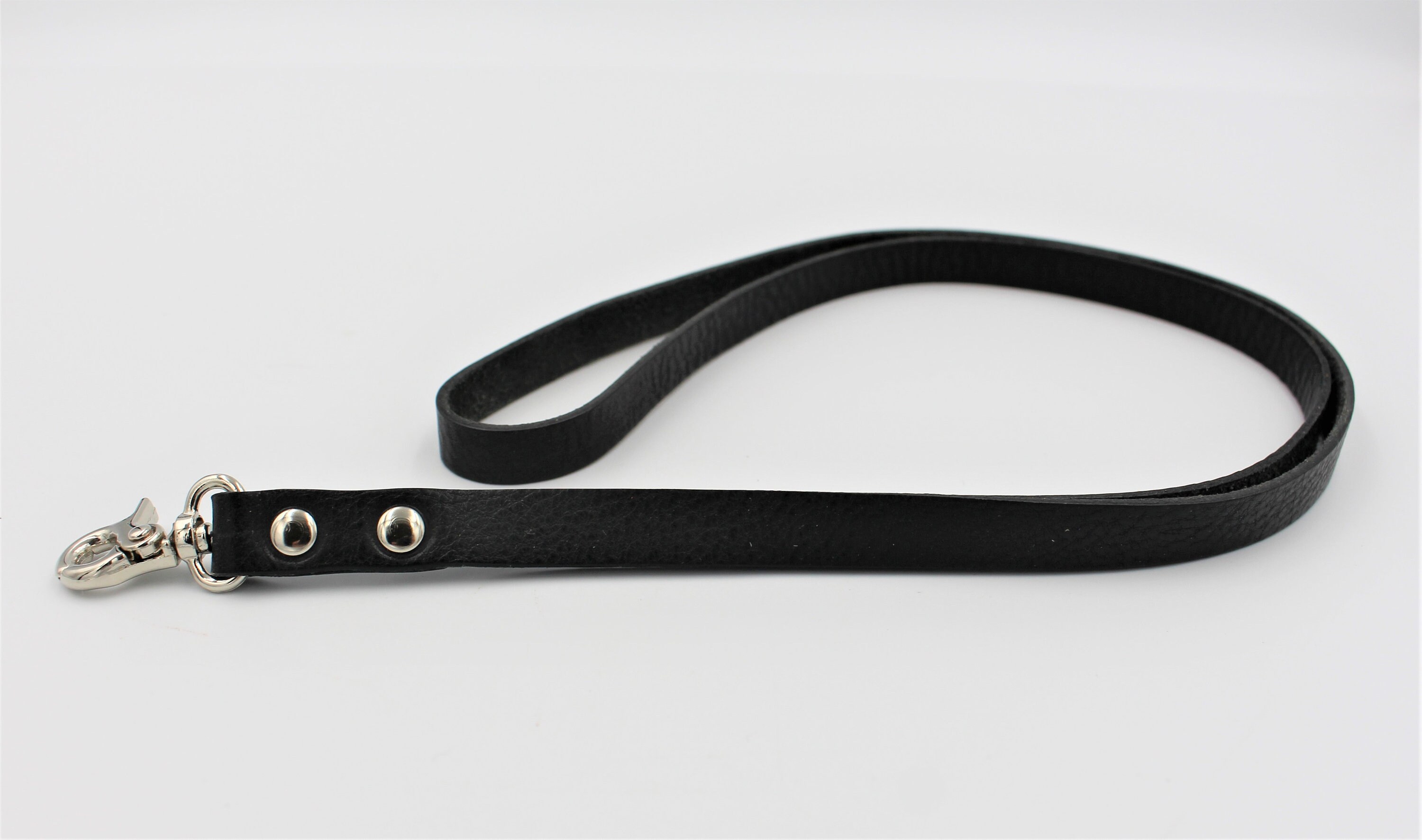 Black Long Leather Lanyard in Soft Italian Full Grain Leather - FREE ...