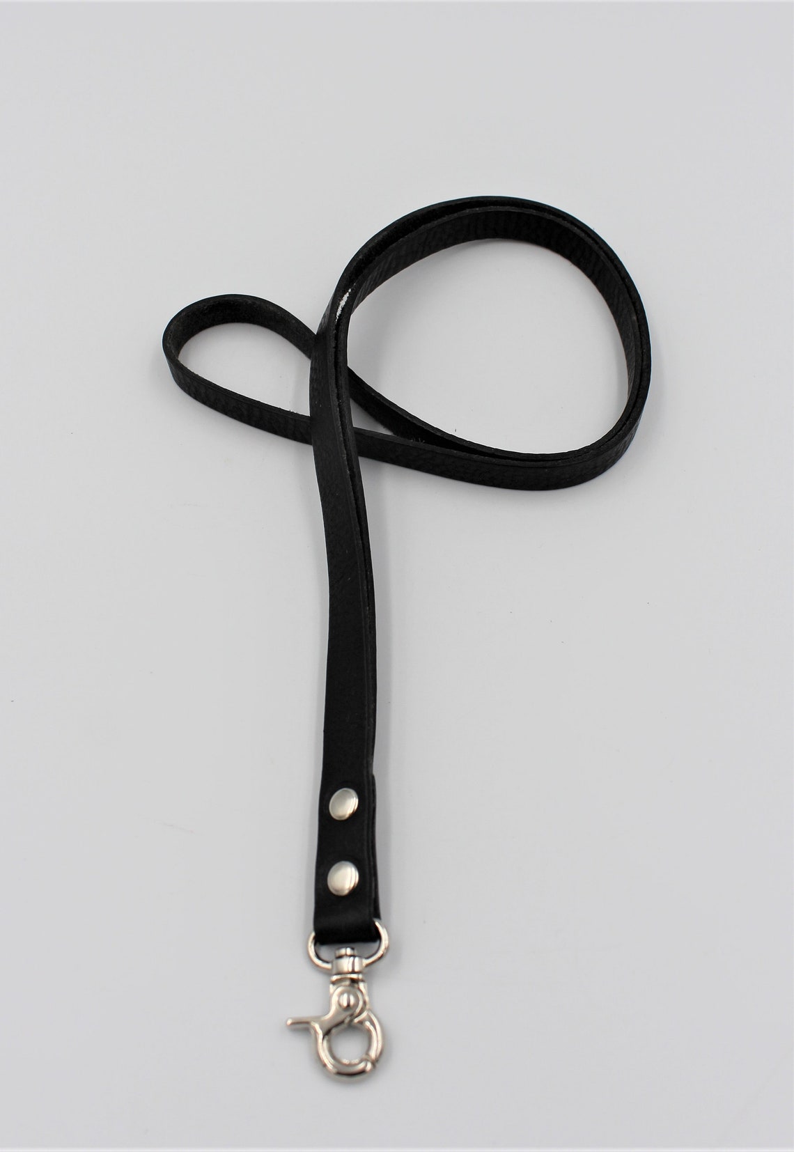 Black Long Leather Lanyard in Soft Italian Full Grain Leather - FREE ...