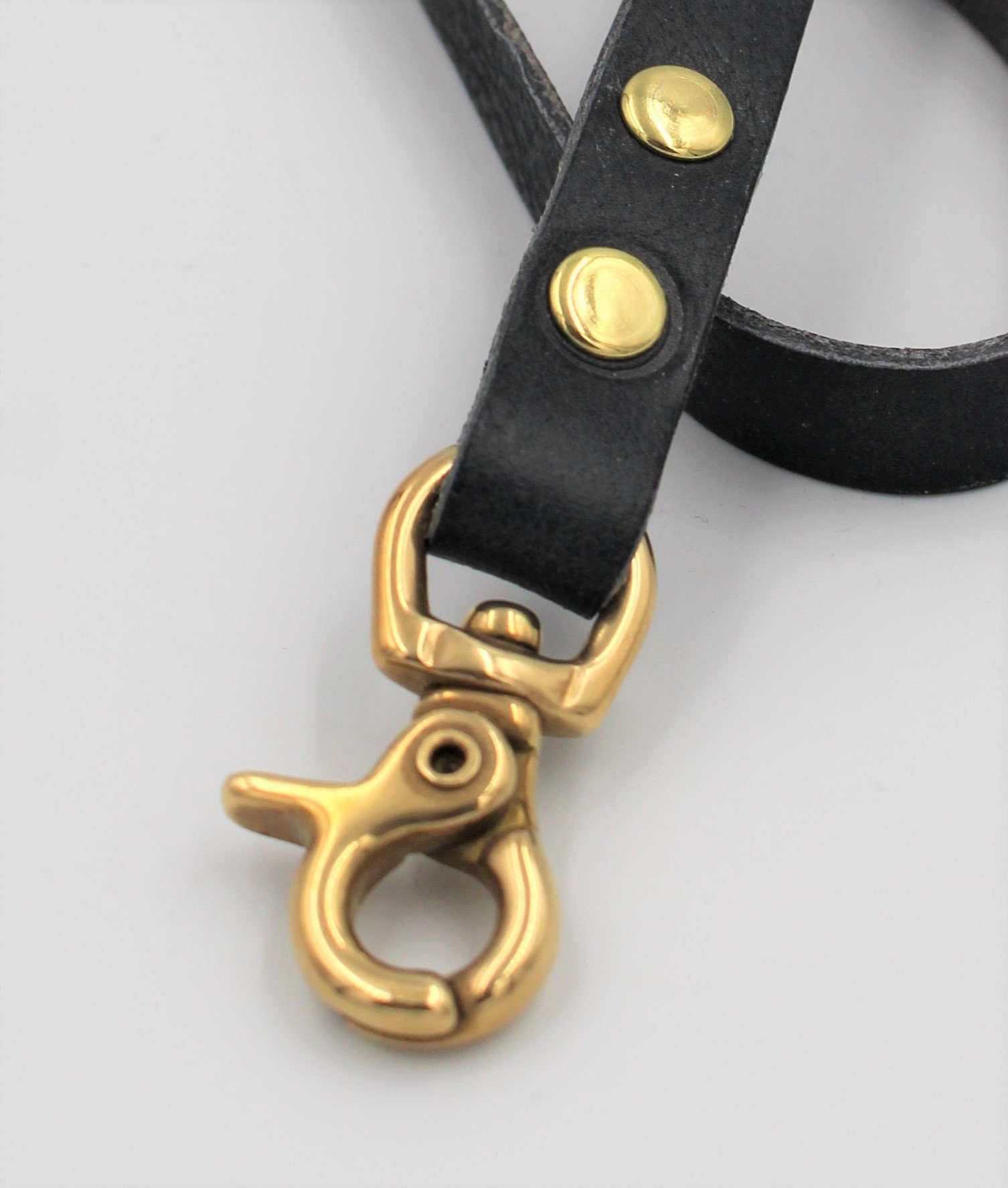 Black Long Leather Lanyard in Soft Italian Full Grain Leather - FREE ...