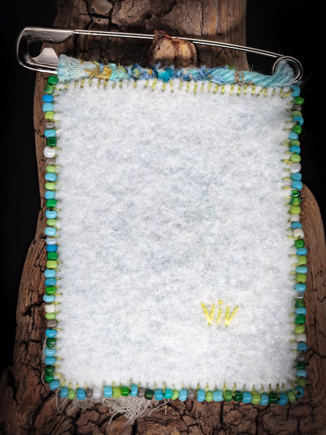 Hand Embroidered Spiral Talisman — Folk Magic Amulet — Blue Boho ...