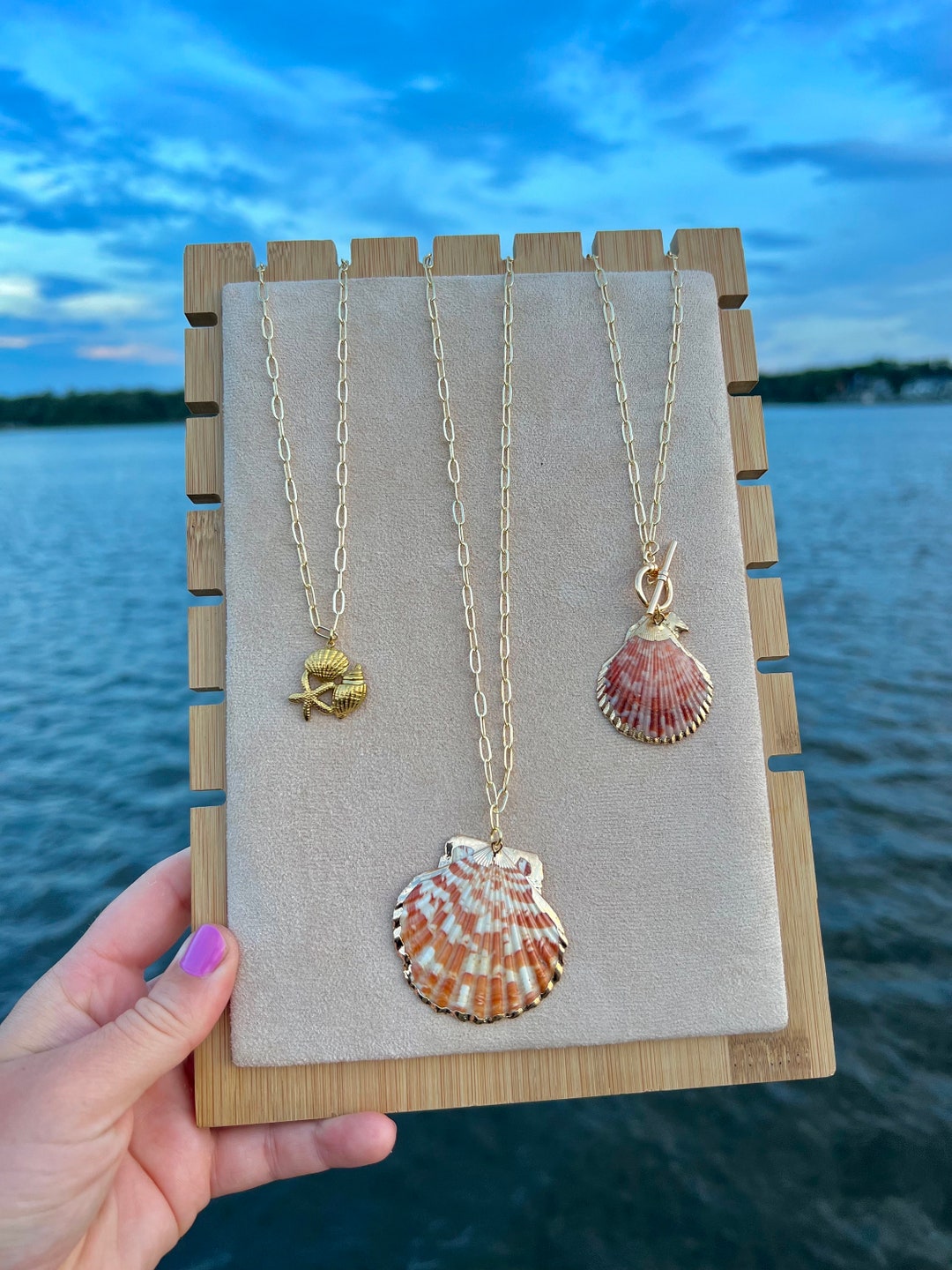 14K Gold Plated Sea Shell Necklaces - Etsy
