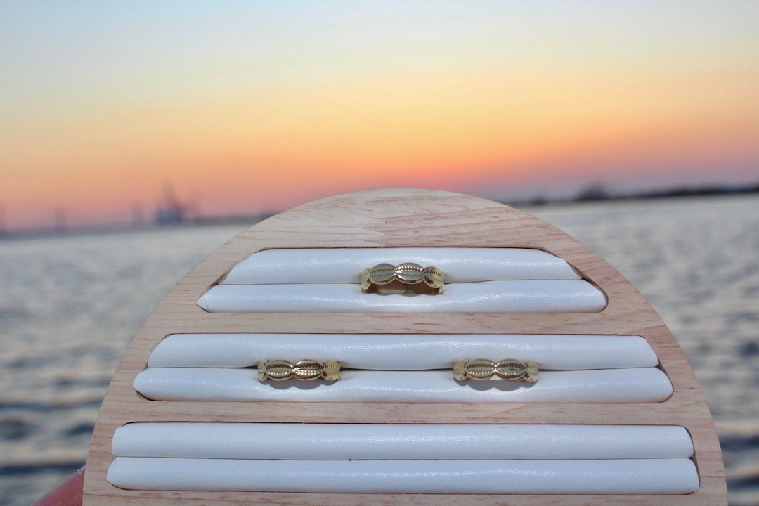 Stainless Steel Gold Plated Cowrie Shell Ring - Etsy