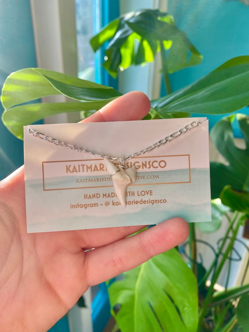 Stainless Steel Silver Figaro Chain White Mako Necklace - Etsy