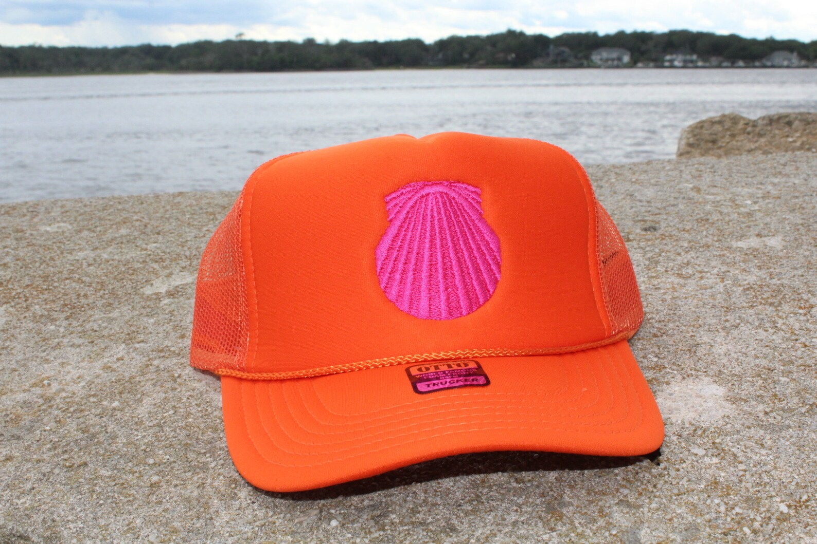 Orange & Pink Scallop / Sea Shell Trucker Hat - Etsy