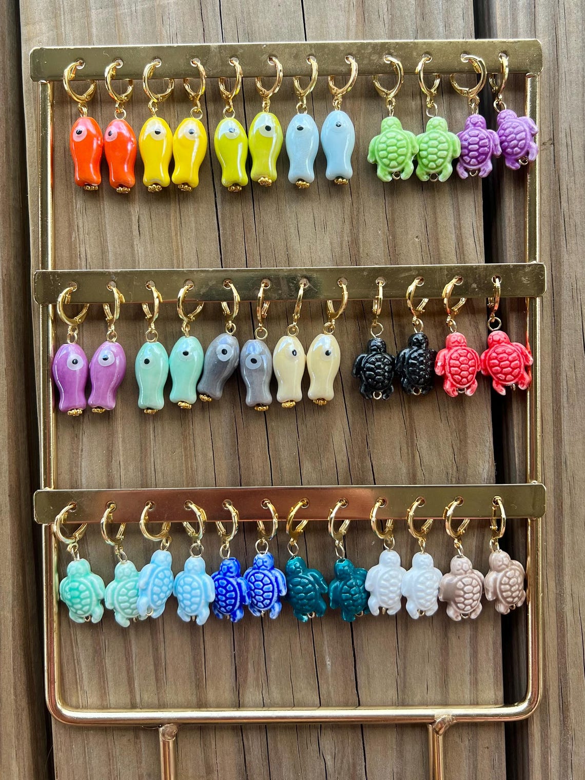 18K Real Gold Plated Porcelain Fish Huggies / Fishing Lure Huggies - Etsy