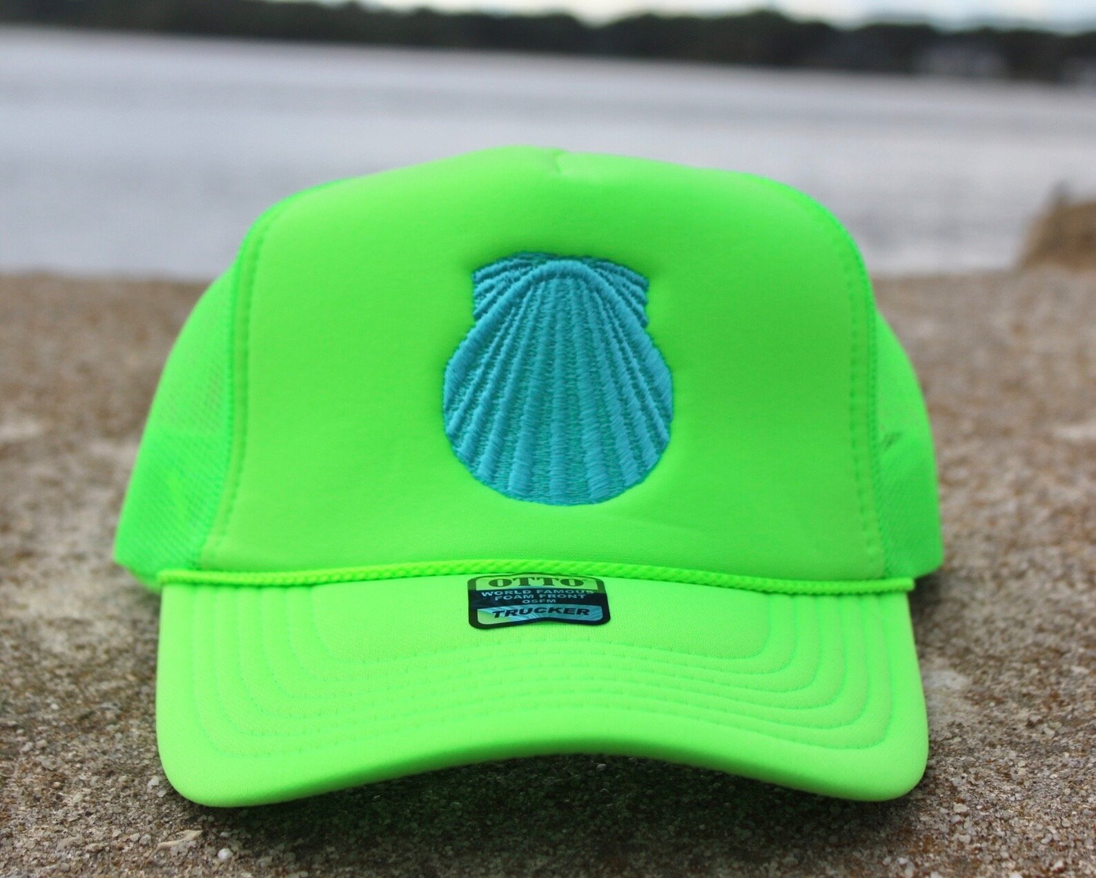 Neon Green & Baby Blue Scallop / Sea Shell Trucker Hat - Etsy