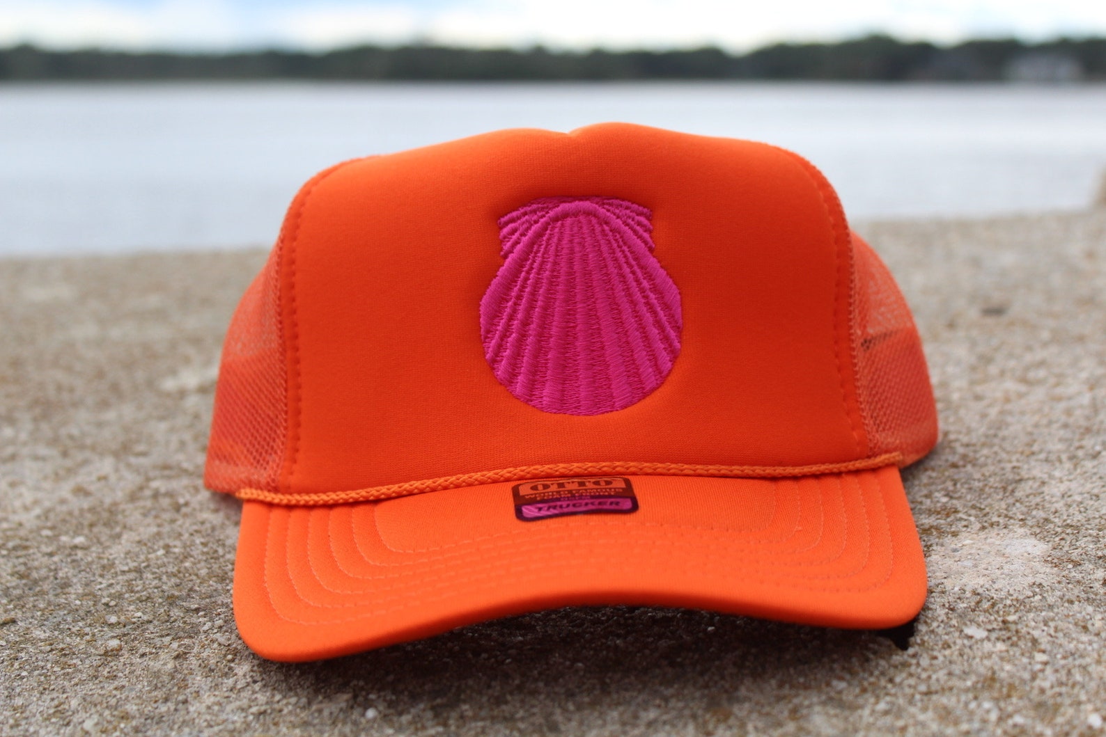 Orange & Pink Scallop / Sea Shell Trucker Hat - Etsy