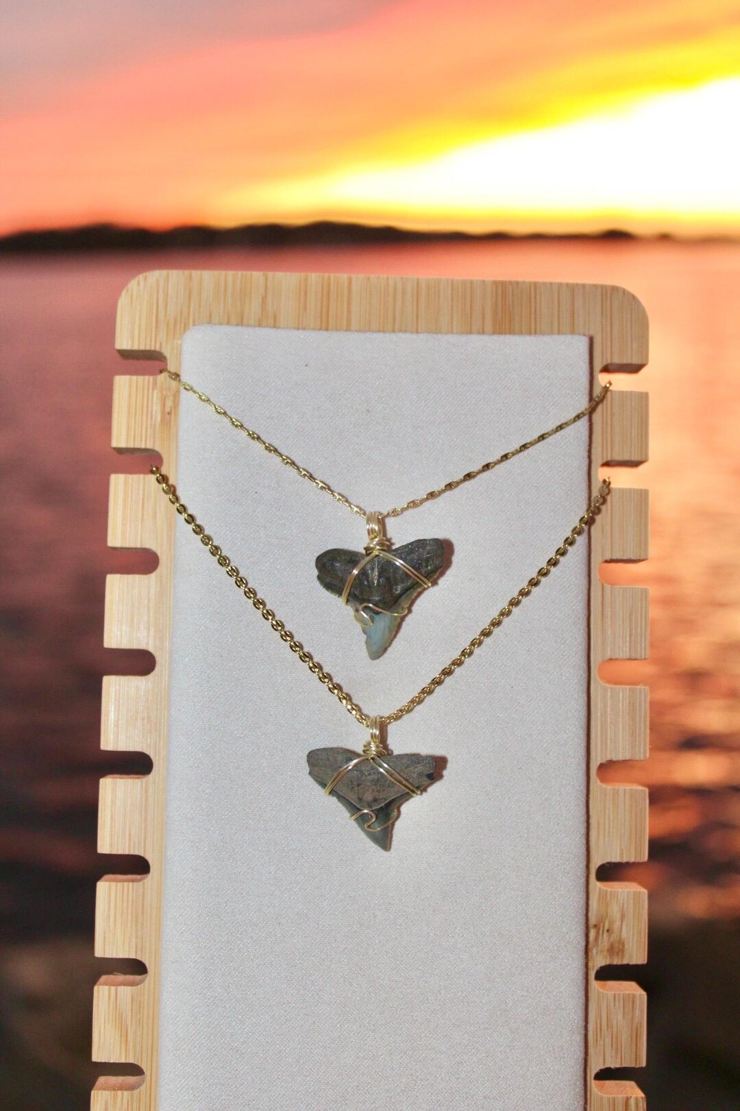 Gold Filled Shark Tooth X Wave Necklace - Etsy