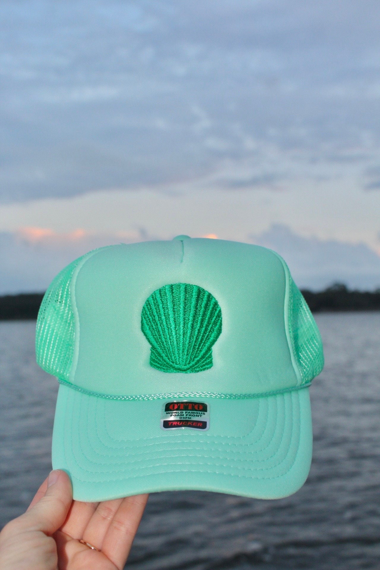 Mint & Green Scallop / Sea Shell Trucker Hat - Etsy