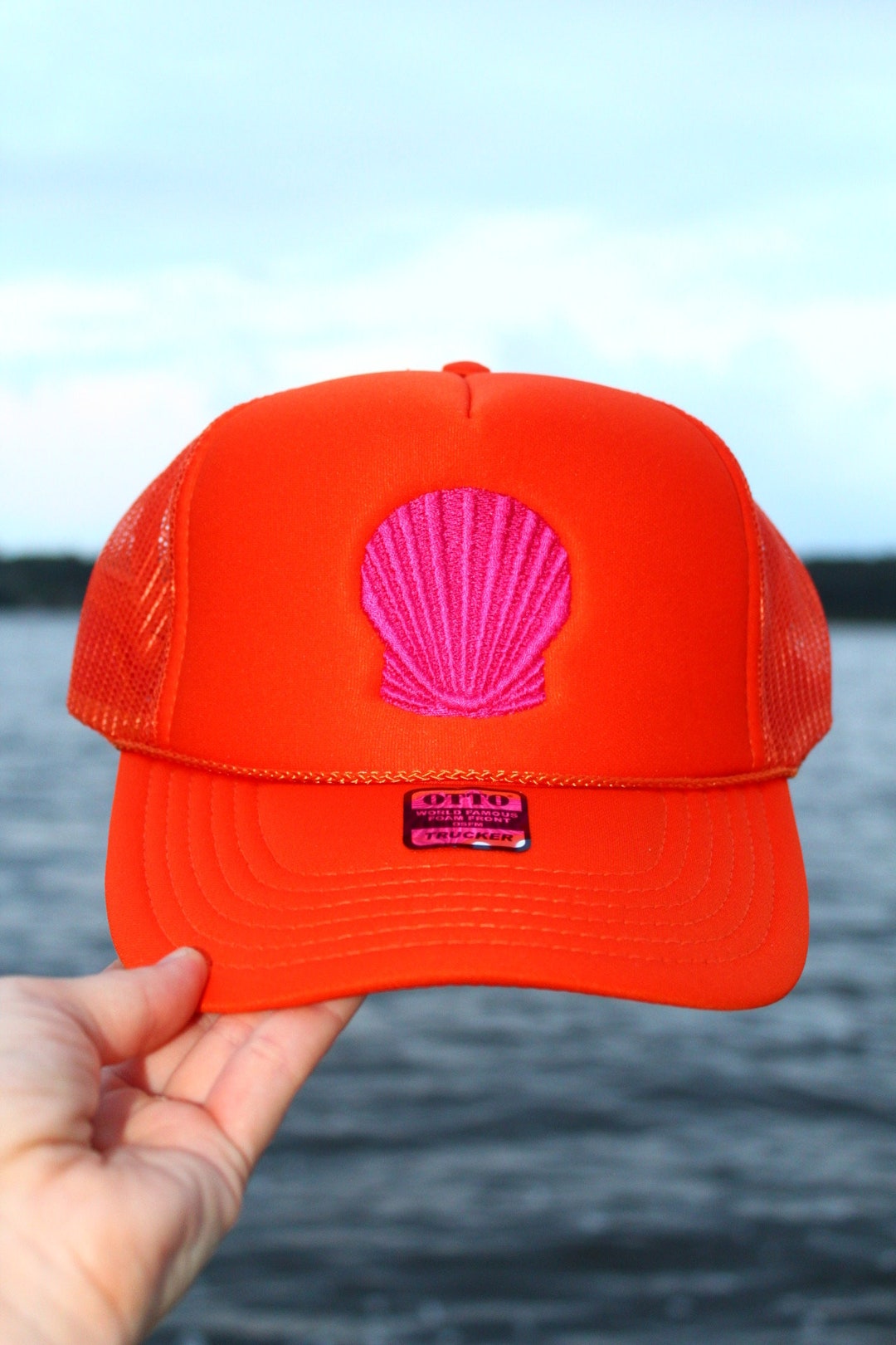 Orange & Pink Scallop / Sea Shell Trucker Hat - Etsy