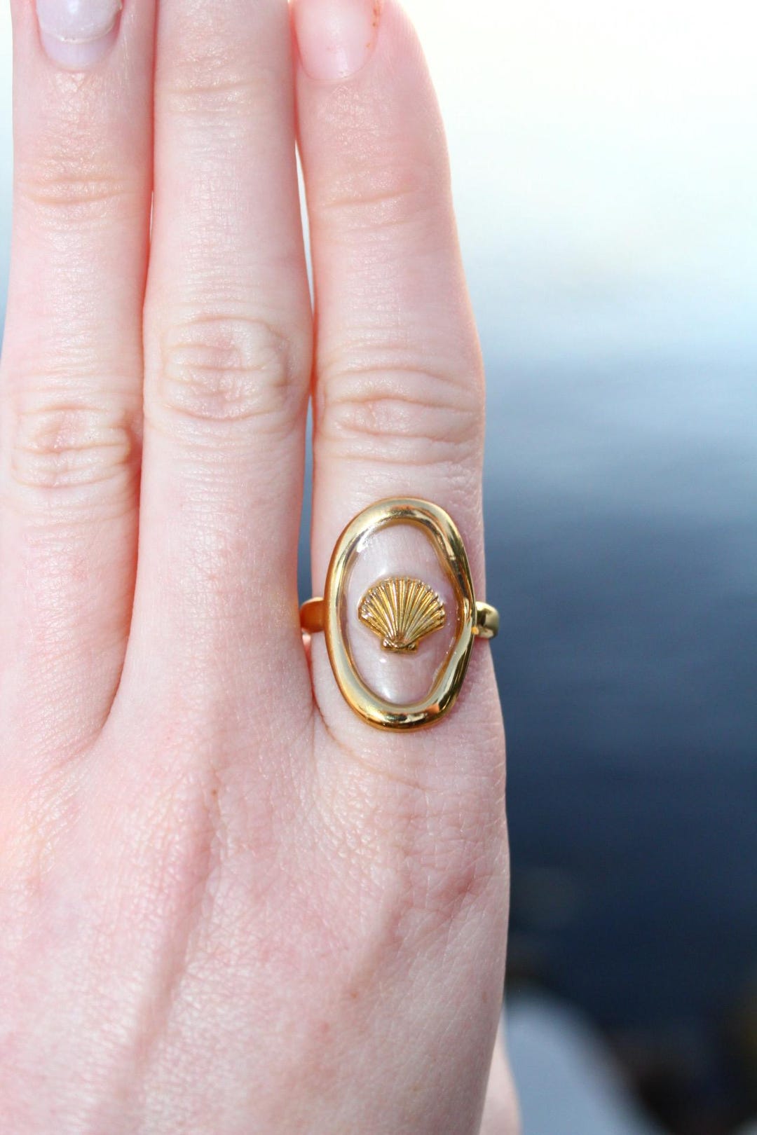 Stainless Steel Gold Plated Scallop Sea Shell Ring - Etsy