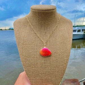 Gold Sunset Painted Sea Shell Necklaces - Etsy