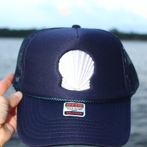 Navy Blue & White Scallop / Sea Shell Trucker Hat - Etsy