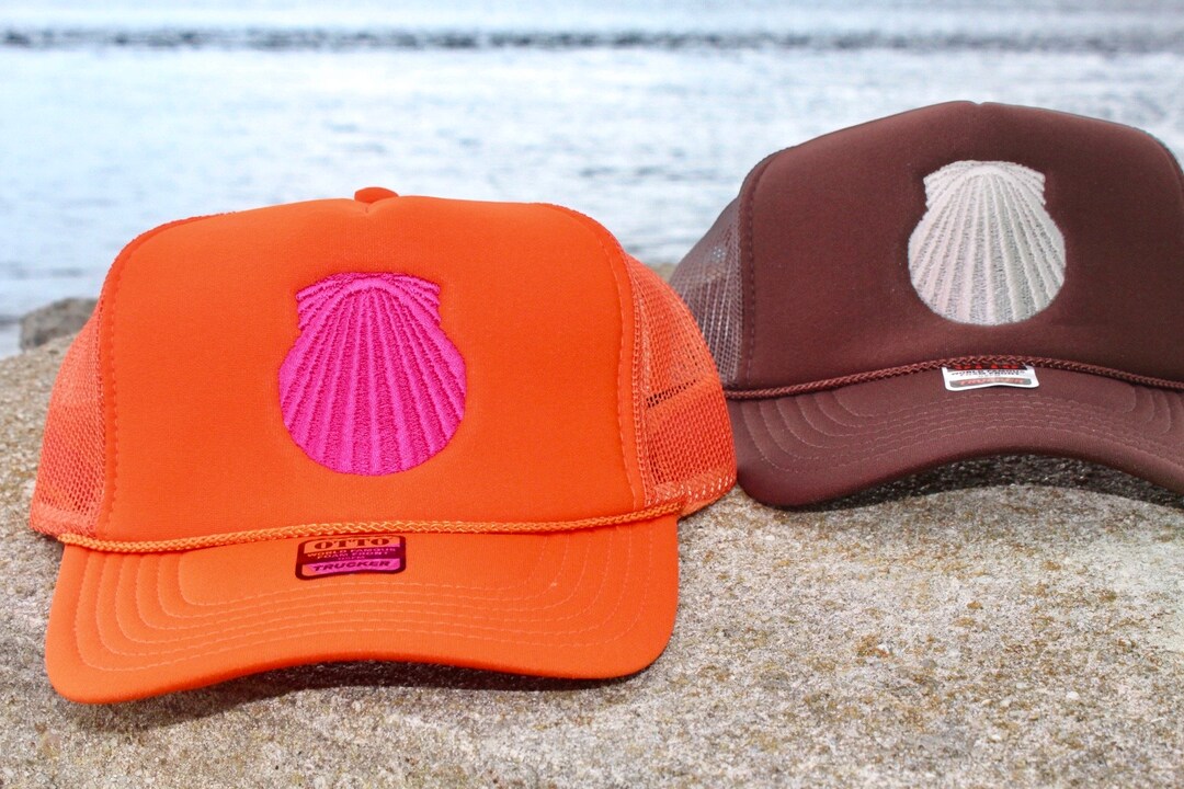Orange & Pink Scallop / Sea Shell Trucker Hat - Etsy