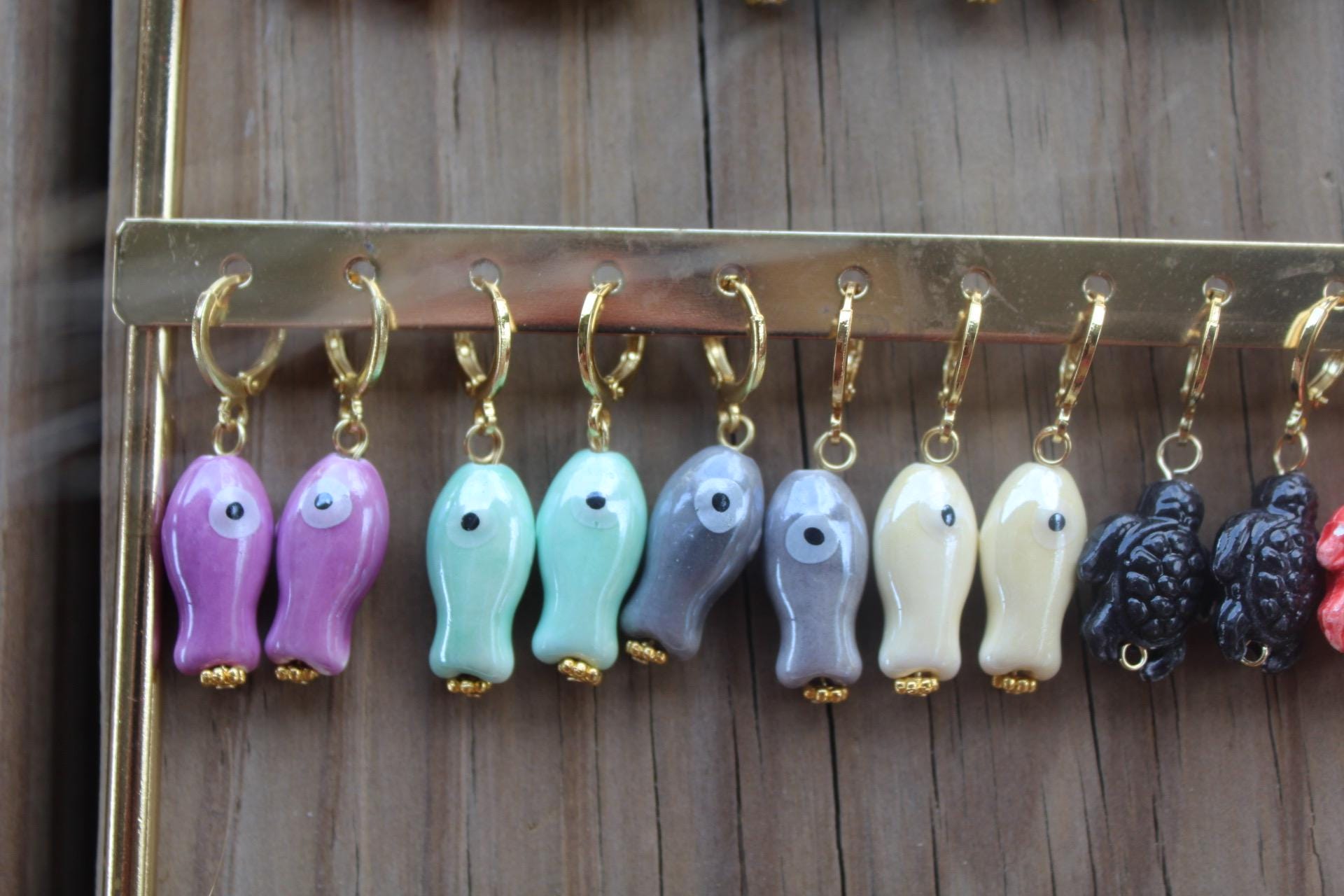 18K Real Gold Plated Porcelain Fish Huggies / Fishing Lure Huggies - Etsy