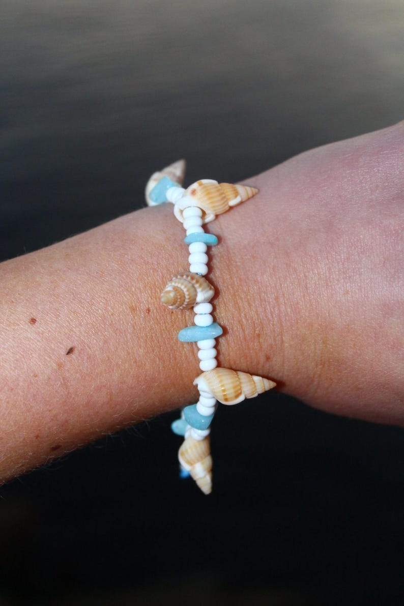 Beaded Sea Shell Bracelet - Etsy