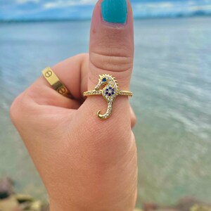 18K Gold Plated Sea Horse Ring / Ocean Inspired Ring - Etsy