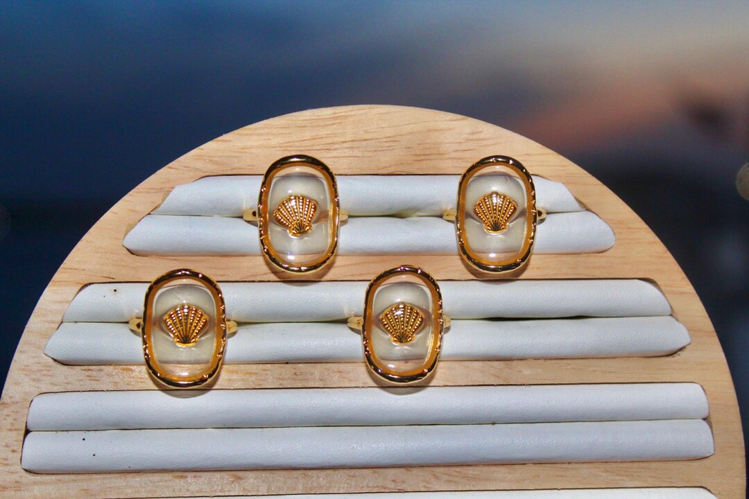 Stainless Steel Gold Plated Scallop Shell Ring - Etsy